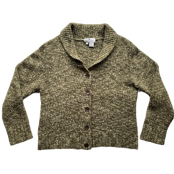 Vintage | Sweaters | Vintage Green Earthy Cottagecore Knit Button Up ...
